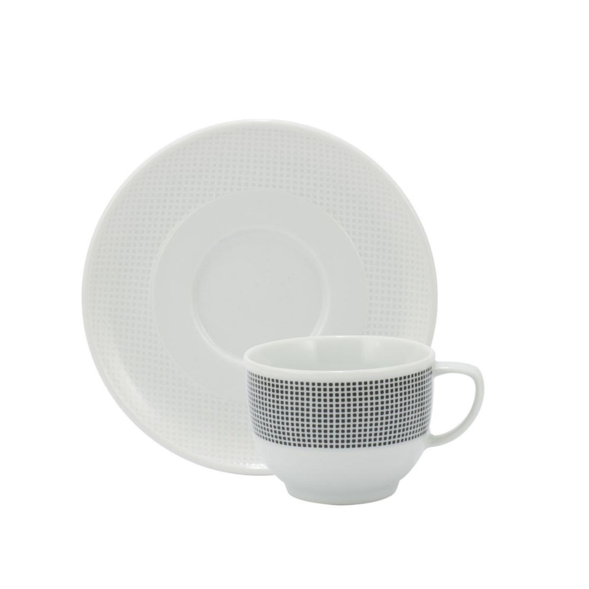 Xícara Chá Com Pires 200ml Porcelana Schmidt - Dec. Luna 2380 - SCHMIDT