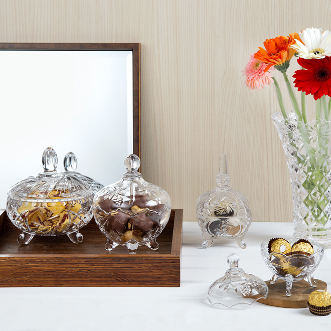 Potiche Com Pé Cristal Chumbo Fruit - Lyor - LYOR