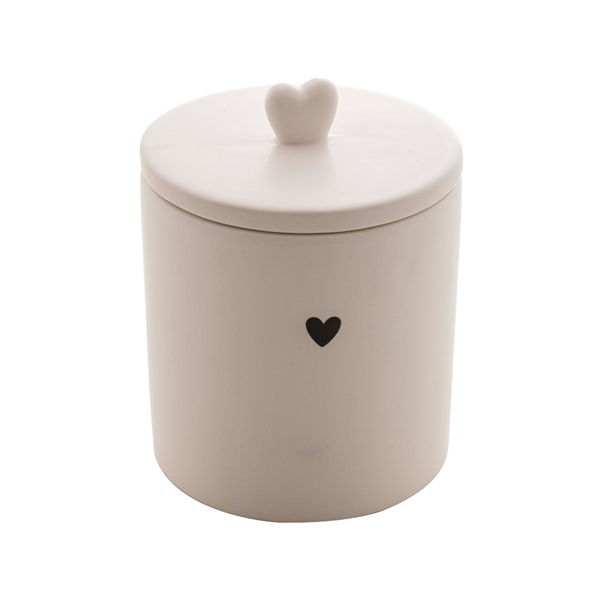 Potiche Decorativo de Cerâmica Heart Branco 15cm - Lyor - LYOR