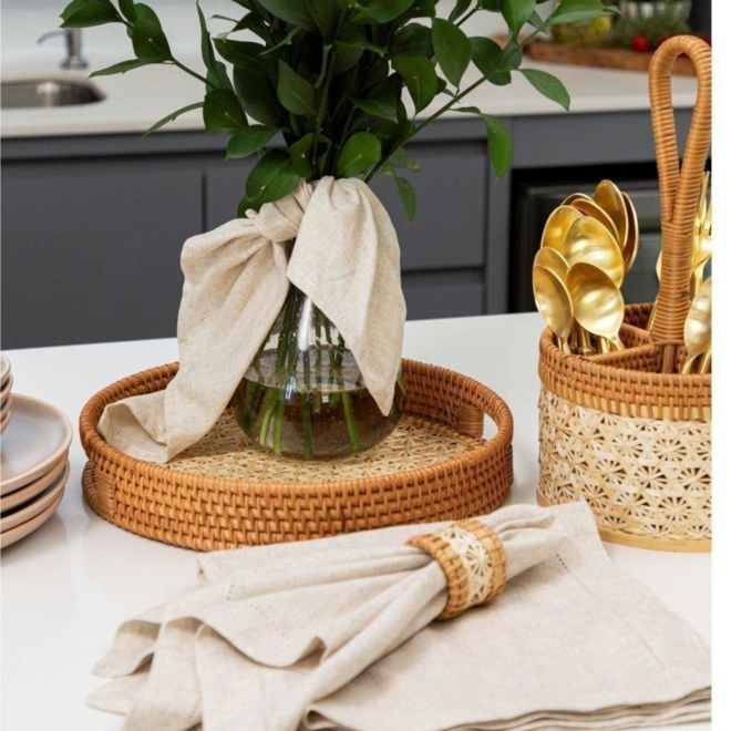 Bandeja Rattan 30cm Circular - Copa & Cia - COPA & CIA